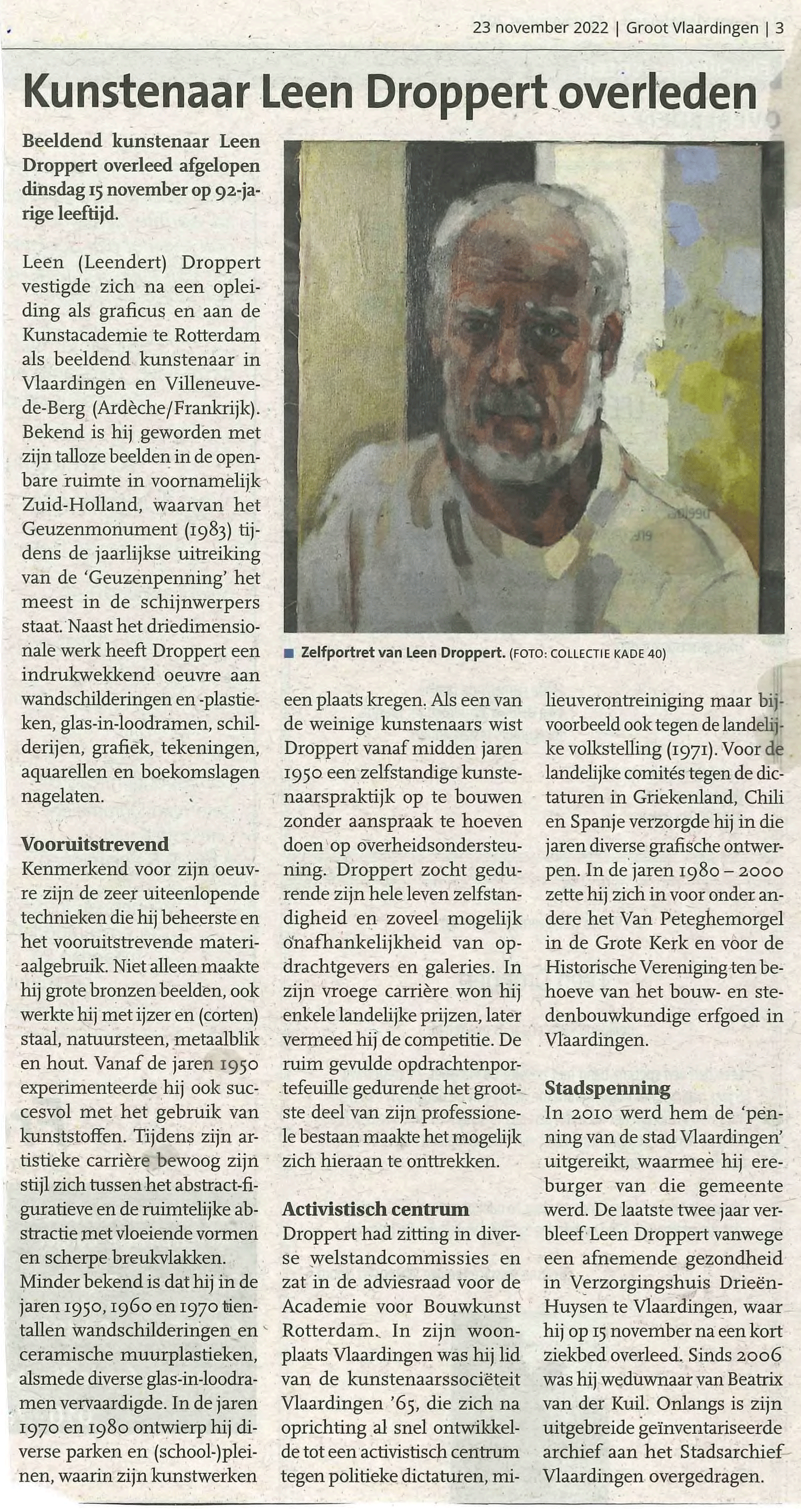 Artist Leen Droppert passed away - BKOR